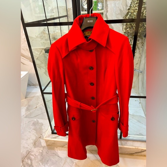 Hugo Boss | Jackets & Coats | Auth Hugo Boss Pea Coat With Belt And Tan ...